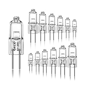 Jaenmsa G4 Light Bulbs 20W, 12 Pack Crystal Clear Halogen Bulb 2 Pin, 12 Volt 20 Watt JC T3 Bi-pin Capsule Xenon Bulb, Dimmable 2700K Warm, 2 Prong G4 Base for Landscape/Desk Lamp, Chandelier