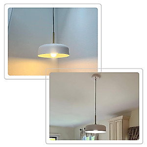 BISAMIYA 1-Light Modern Pendant Lights, Brass Accent Hanging Light Fixture with 12.6" Matte White Metal Shade, Adjustable Height, for Kitchen Island, Dining Room, Hotel, Coffee Shop