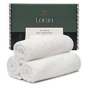 White Washcloths Set of 6 Soft Facial Cloths 10” x 10” 100% Viscose Derived from Bamboo Spa-Like Feel Silky Face Cloth for Skin Cleansing