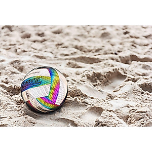 REBOIL Holographic Glowing Reflective Volleyball – Waterproof Indoor/Outdoor Volleyball for Pool, Beach. Composite Leather, Official Size 5 Toys for Kids Boys and Girls Play Night Game
