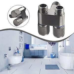 G1/2 1 in 2 Out Dual Control Valve, Washing Machine Faucet Toilet Triangle Valve, for Bathroom Kitchen Shower Toilet, Hand Shower Flow Control Valves, 6.2 * 6cm 1PC(Gray)