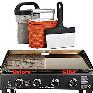 RTT Griddle Cleaning Kit for Blackstone 15 Pieces - Heavy Duty Grill Cleaner Kit with Grill Stone, Griddle Scraper, & Griddle Brush with Stainless Steel Handle - Easy to Use Flat Top Cleaning Kit