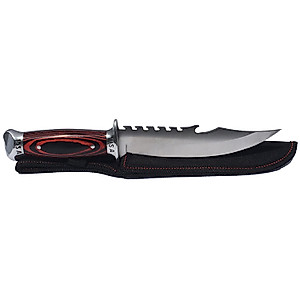 eTradewinds USA Combat Hunting Knife w/Sheath, Pakkawood Handle, & Razor Sharp 420 SS Rust Free Full Tang Fixed Blade (Nylon Sheath) By eT