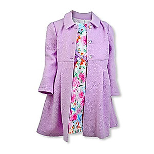 Bonnie Jean Baby-Girls Houndstooth Coat and Dress Set (4, Lavender)