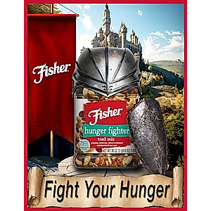 Fisher Snack Hunger Fighter Trail Mix, 38 Ounces, Peanuts, Almonds, Dried Sweetened Cranberries, Soy Nuts