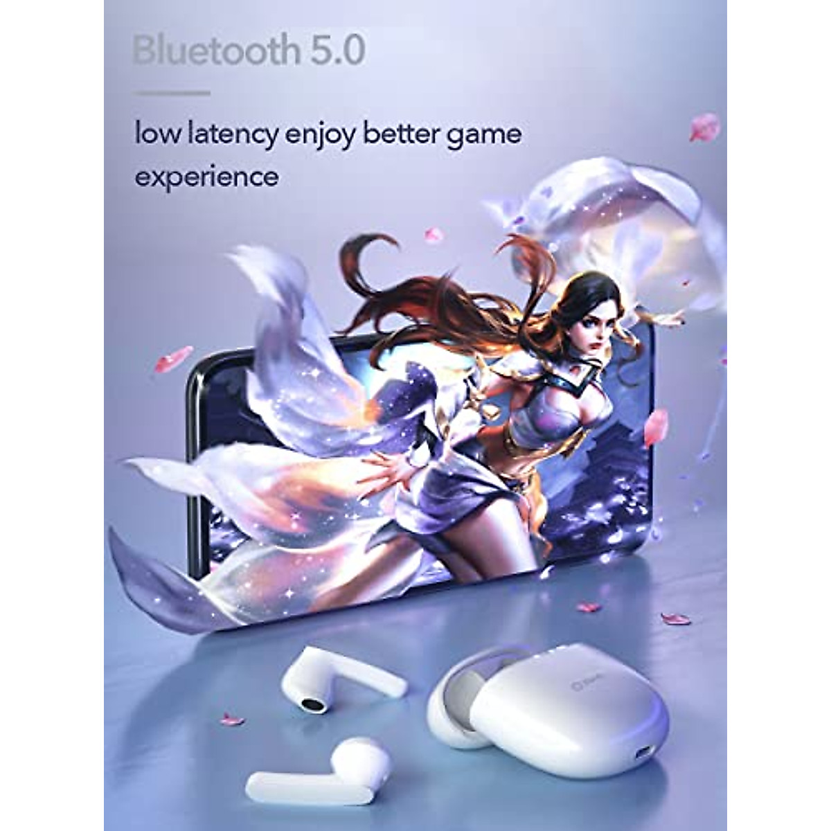 XIAODU Smart Wireless Earbuds, Voice Note Lightweight Headphone, with 13mm Dynamic Driver Unit and Type-C Charging Case, Mic, Sweat Proof, in-Ear Stereo Earphones for Sports