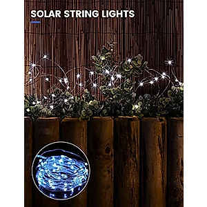 Solar Lights Outdoor, Solar String Lights Outdoor, Bryopath Solar Xmas Tree Lights Waterproof Copper Wire 33ft 100 LEDs Solar Fairy Lights for Garden Yard Party Christmas Decoration, Daylight White