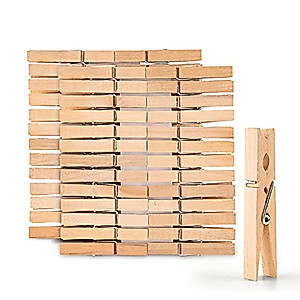 Home-X Heavy Duty Wooden Clothespins | Durable Outdoor Clothes Pins for Hanging Clothes and Drying Laundry, Set of 100