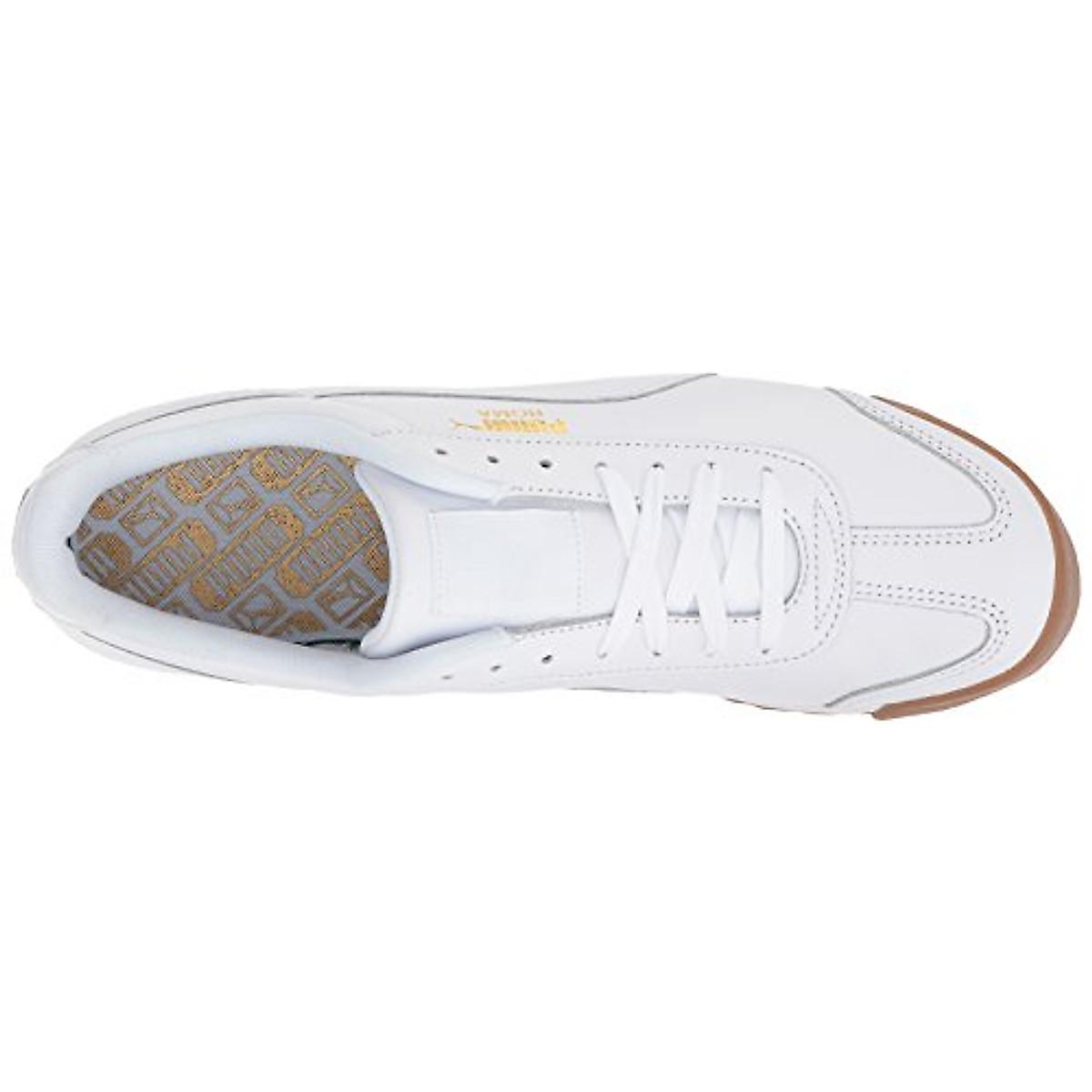 PUMA Mens Roma Sneaker, PUMA Mens White-PUMA Mens Team Gold, 9.5
