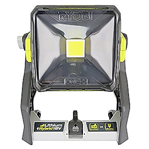 Ryobi P721 One+ 1,800 Lumen 18V Hybrid AC and Lithium Ion Powered Flat Standing LED Work Light with Onboard Mounting Options (Battery and Extension Cord Not Included, Light Only)
