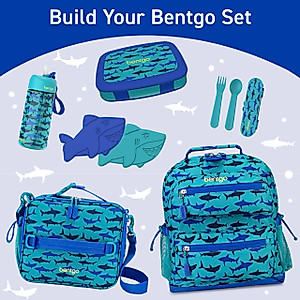 Bentgo Kids Water Bottle - Leak-Proof, Durable Tritan, BPA-Free 15 oz. Cup for Kids/Toddlers Ages 3+, Safe Sip Spout, Carrying Handle, & Dishwasher Safe for School, Sports, Daycare & Camp (Sharks)