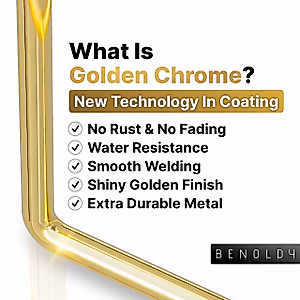 BENOLDY, Stainless Gold Chrome Color Metal Trivet for Hot Dishes, Pots and Pans, Kitchen Heat Resistant Elegant Design Trivet with Non-Scratch Non-Slip countertop Plastics