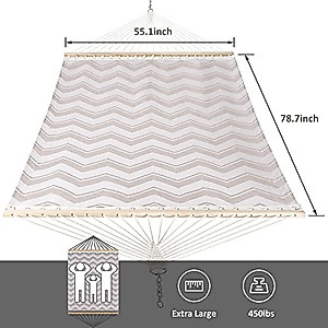 SUNCREAT Hammocks Two Person Tree Hammock, Heavy Duty Hammock for Poolside, Garden, Backyard, Patio, 450lbs Capacity, Gray Waves
