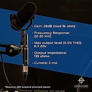 Coda MB-Stealth in-Line Microphone Preamp, Active Booster for Dynamic and Ribbon Mics - Ultra Low Noise, Enhance and Add Clarity to Your Podcast or Livestream