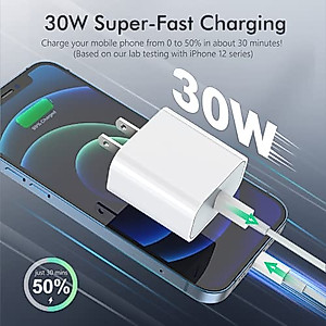 USB C Charger, 30W Wall Charger for iPhone Fast Charger Power Adapter for iPhone 13/12 with PD 3.0 Type C Charging Block Compatible with iPhone 13 Pro Max/12 Pro Max/11 (1 Pack)