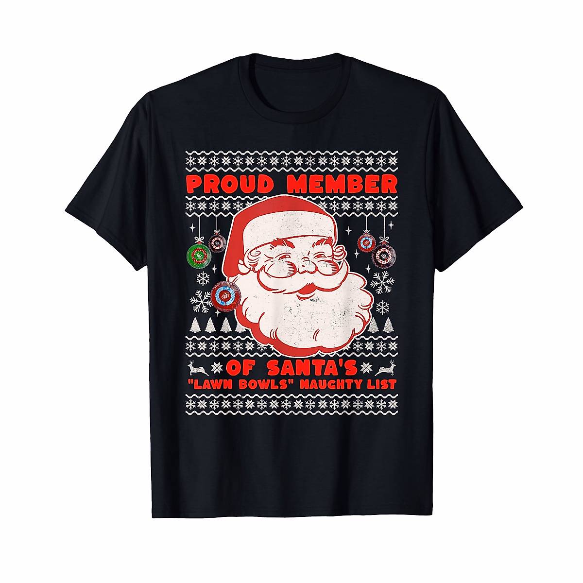 Christmas Lawn Bowls Idea For Men & Santas Xmas Lawn Bowling T-Shirt