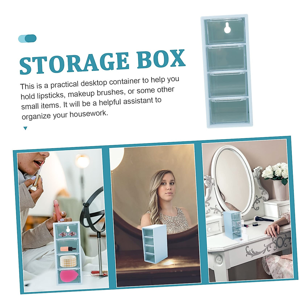 Ciieeo Box Jewelry Storage Box Clear Plastic Storage Bins Jewelry Case Storage Drawer Makeup Storage Cabinet Desk Top Organizer Clear Dresser Storage Shelves Plastic Small Tool