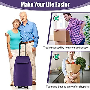 Golbsky Folding Shopping Cart Rolling Utility Cart w/Removable Waterproof Bag Dark Blue (Purple)