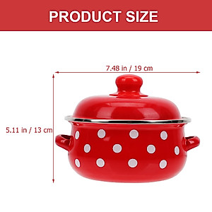 Hemoton Stew Pot Kitchen Stockpot Enamel Cooking Pot Thickened Stock Pot Vintage Style Enamel Stock Pot with Red Enamelware Large Serving Pot Soup Basins