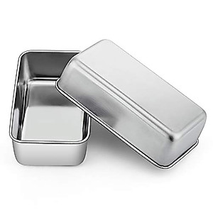 P&P CHEF Loaf Pan Set of 2, 9-inch Bread Pans, Stainless Steel Loaf Toast Baking Pans For Bread Meatloaf Lasagna Cake, Healthy & Non Toxic,Deep Side & Smooth Roll, Oven & Dishwasher Safe