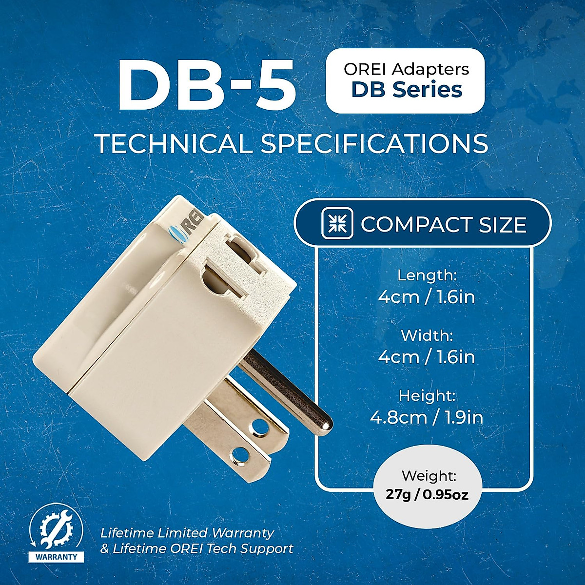 OREI USA, Japan, Philippines & More (Type B) Travel Adapter Plug - 2 in 1 - CE Certified - RoHS Compliant - 4 Pack - White Color (DB-5-4PK)