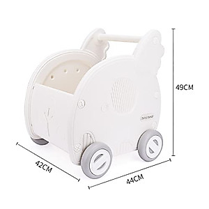Bebamour Baby Shopping Cart, Baby Toys Push and Pull Baby Stroller, 2-in-1 Toddler Learning Walker Toy Storage Chest, Shopping Cart and Doll Stroller, White Cart