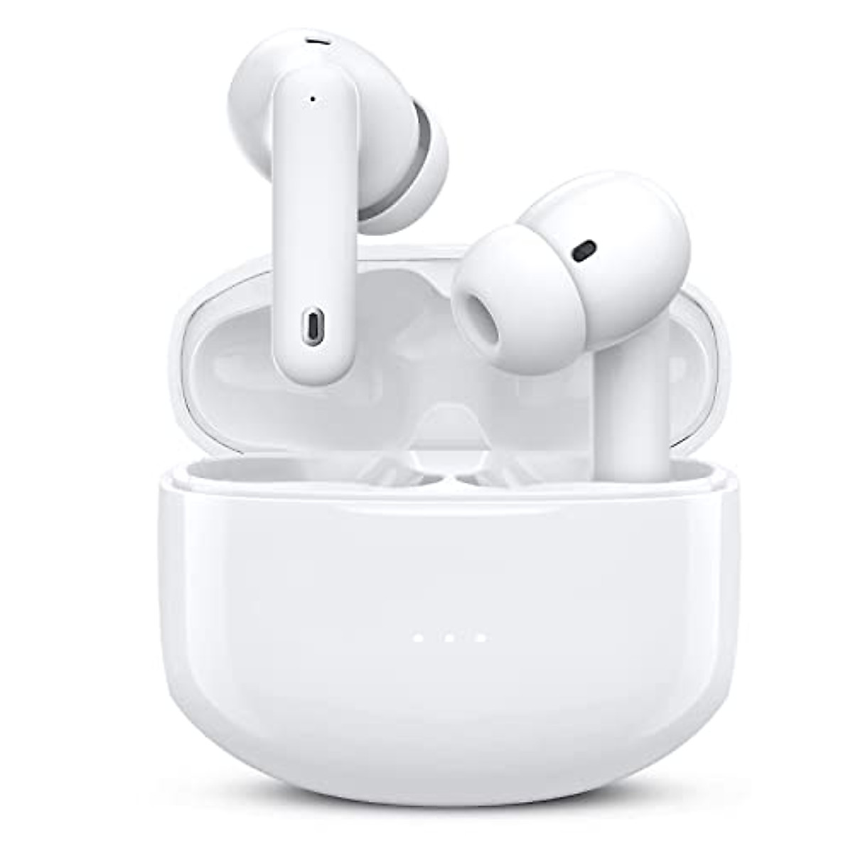 HISOOS Wireless Earbuds Bluetooth Active Noise Cancelling Headphone Wireless Ear Buds in-Ear Headphones with Charging Case IPX7 Waterproof Earphones for iPhone Android,Music Game Call (White)