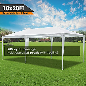 Yescom 10'x20' White Outdoor Wedding Party Patio Enclosed Canopy Tent w/Removable Side Wall Canopy Sun Shelter