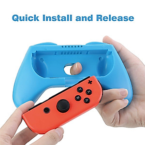HEYSTOP Wheel Controller for Nintendo Switch & Switch OLED Model 2021 (4 Pack) Joy Con Controller Grip and Switch Steering Wheel for Mario Kart (Red&Blue)