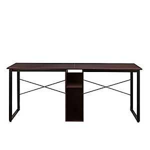 soges 2 Person Home Office Desk,78 inches Large Double Workstation Desk, Writing Desk for Two People, Craft Table with Storage, Walnut HZ011-200-WA