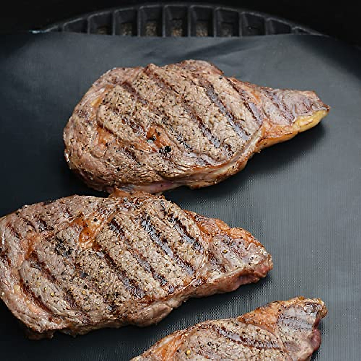 RSVP International Barbeque Grilling Collection Easy Clean, Dishwasher Safe BBQ, Mat 15.75x13, 2 Piece Set, Non-Stick, Black