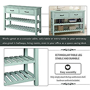 Retro Console Table Sofa Entryway Side Table Furniture with 2 Drawers and 2 Bottom Shelves for Living Room Home Decor
