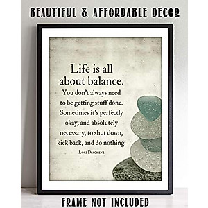 "Life is All About Balance"- Motivational Quotes Wall Art-8 x 10"- Modern Typographic Wall Print- Ready to Frame. Inspirational Home Decor. Office-Studio Decor. Give Yourself Permission To Do Nothing!
