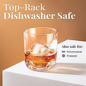 Vivocci Unbreakable Tritan Plastic 12.5 oz Whiskey & Double Old Fashioned Bar Glasses - Thumb Indent Heavy Base - Ideal for Bourbon & Scotch - Upscale Men's Gift - Dishwasher Safe Barware - Set of 4