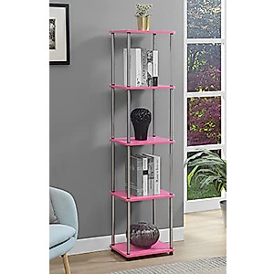 Convenience Concepts Designs2Go No Tools 5 Tier Tower, Pink/Chrome