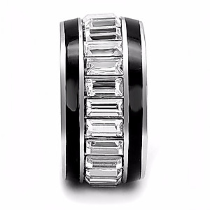 Lanyjewelry Clear Baguette Cut CZ All Around Ring in Stainless Steel Eternity Wide Band - Size 8