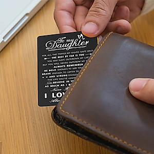 Mataly Daughter Gifts from Mom Dad - To My Daughter I Love You Inspirational Engraved Wallet Card, Birthday Graduation Christmas Presents