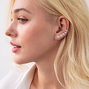 5 Pairs Stud Earrings Set 316 Stainless Steel Earrings,Hypoallergenic Cubic Zirconia Surgical Steel Earrings for Woman Man Girls(3-7mm)