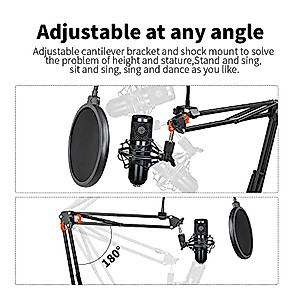 Podcast Microphone Professional 192KHz/24BIT USB Condenser Cardioid PC Mic, Recordings for YouTube, Streaming, Gaming, Recording Music, Voice Over, Studio/Home Recording