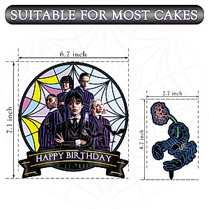 Wednesday Cake Toppers Set, Cake Decorations for Addams Theme Birthday Party Supplies