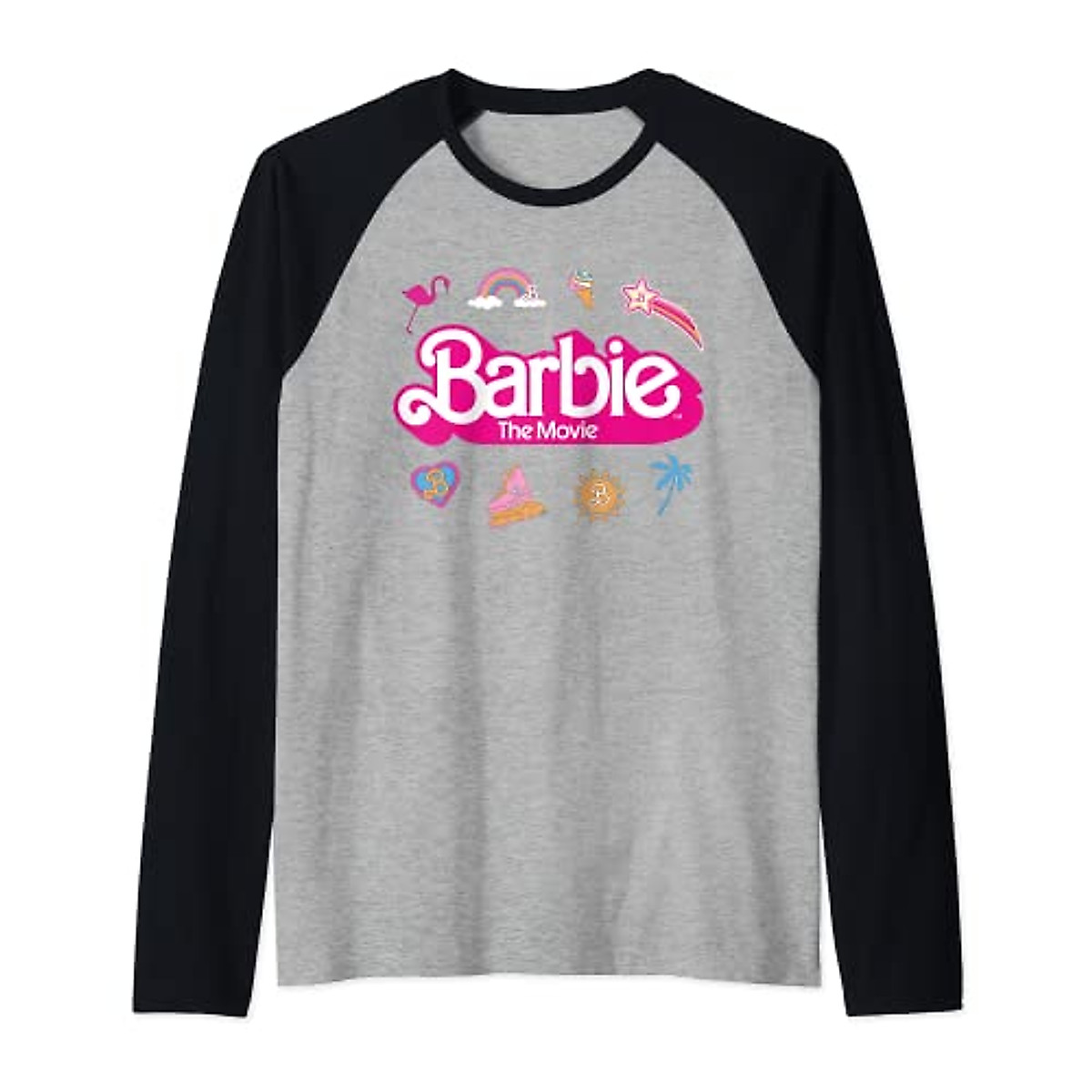Barbie The Movie - Movie Logo Icons Raglan Baseball Tee