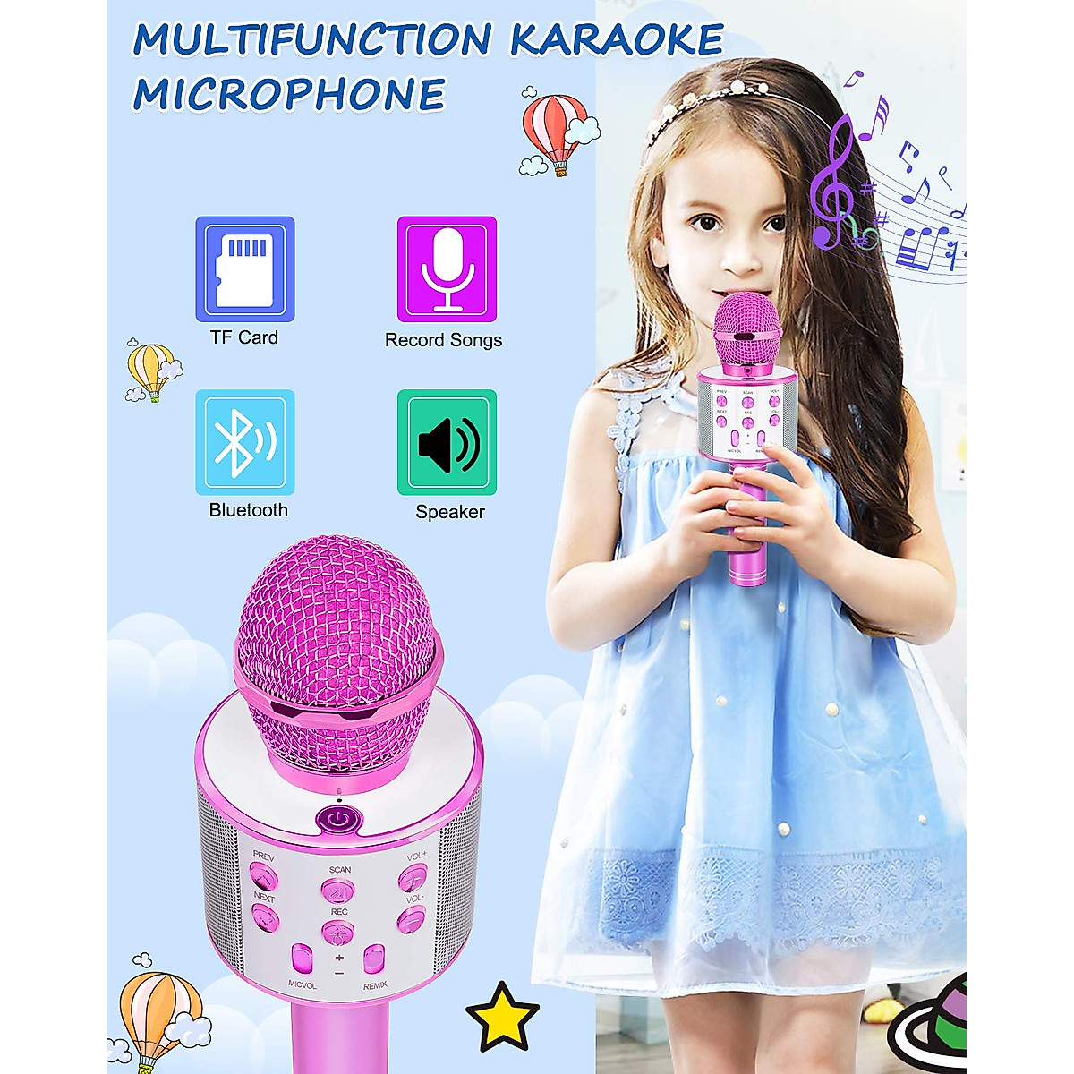 Dodosky Gifts for Girls Age 4-12, Karaoke Microphone Gifts for 4 5 6 7 8 9 10 11 12 Year Old Girls Toys for 4-12 Year Old Girls Birthday Gifts for 3-10 Year Old Girl - Purple