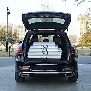 Aoeiye TL-48Y 4ft Round Folding Table Plastic Fold in Half w/Handle Heavy Duty Portable Indoor Outdoor for Garden Party Picnic Camping BBQ Dining Kitchen Wedding Market Event