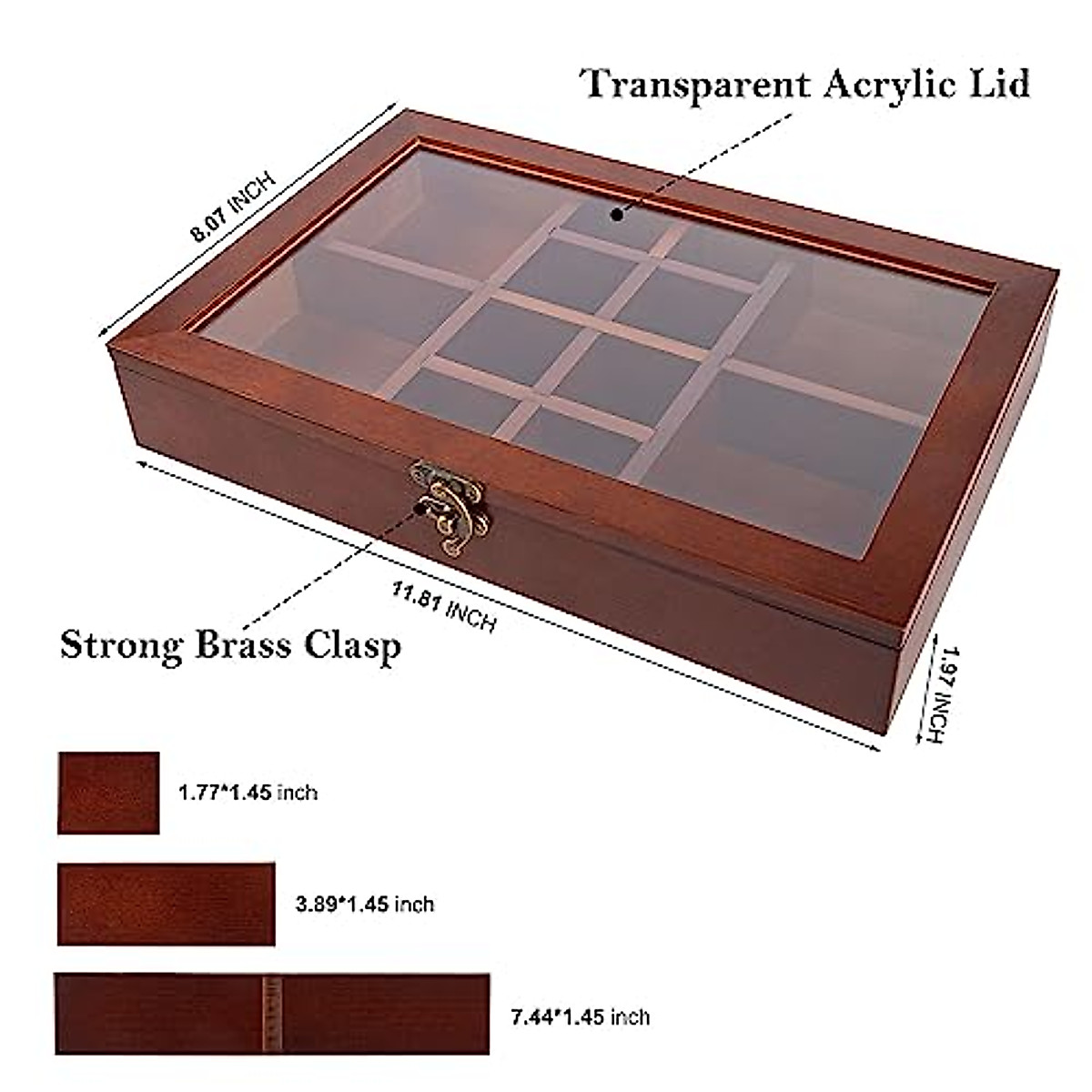 Mooncraftlogy Adjustable Rock Display Case, Rock Collection Box with Shelves, Pine Wood Crystal Organizer for Stones Storage,Gem Holder with Lid for Seashell, Jewelry, Collectibles (Brown)