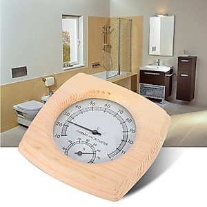 B18JPsF Wooden Sauna Thermometer,Sauna Room Hygrometer Thermometer Digital Sauna Temperature Meter Humidity Meter Used in Sauna Room, Bathroom, Hot Tubs Supplies etc