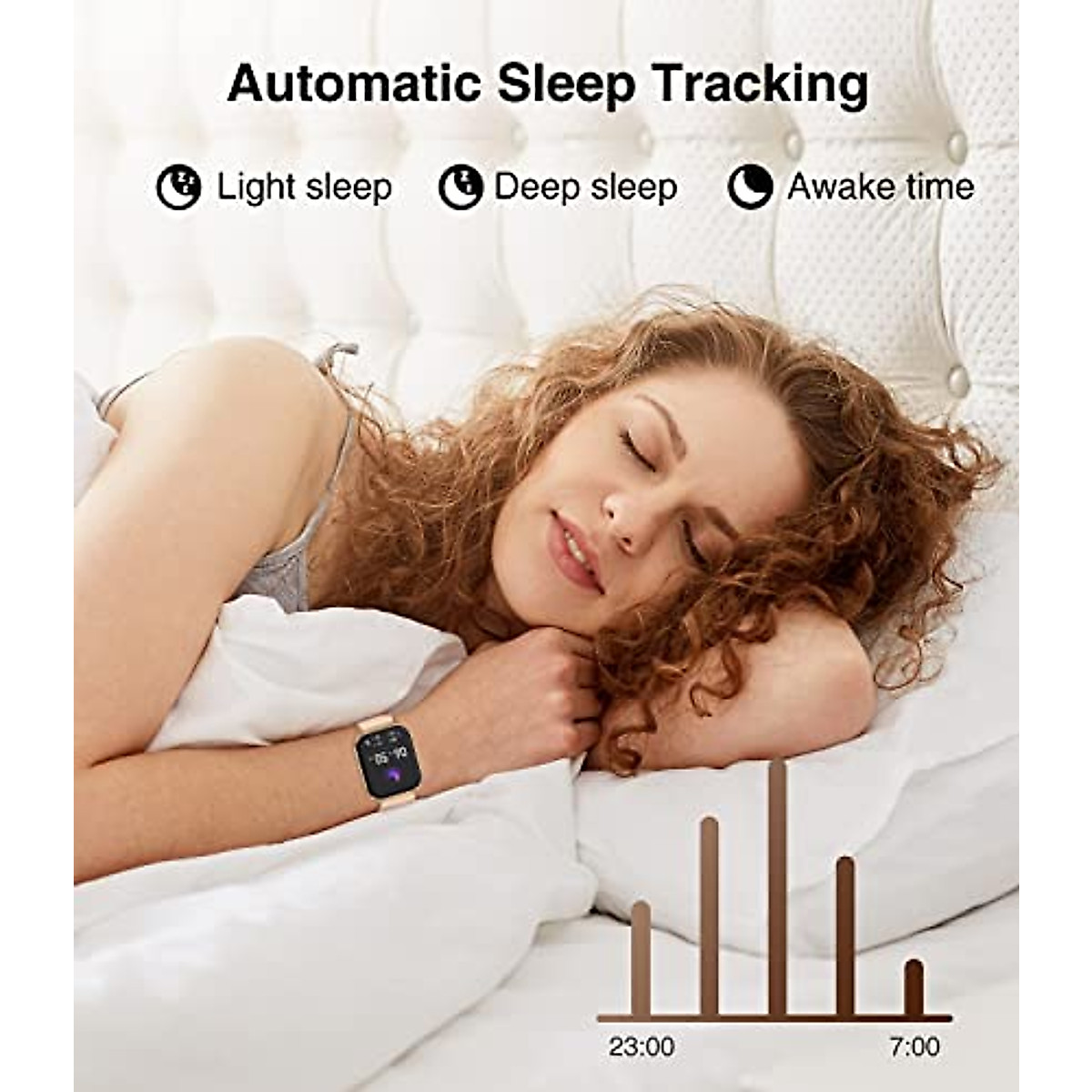 EGQINR Smart Watch (Answer/Make Call), 1.68" Fitness Tracker Smartwatch for Android iPhone with Blood Pressure Blood Oxygen Heart Rate Sleep Monitor Pedometer, IP67 Waterproof Smart Watches for Women