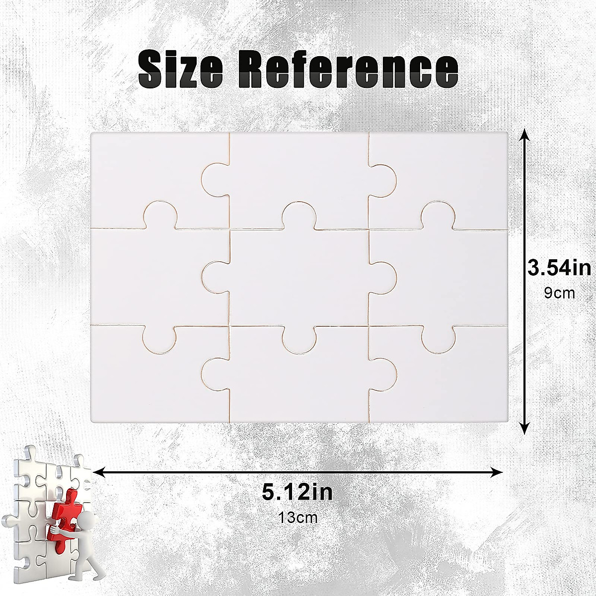 Christmas Blank Jigsaw Puzzle 9 Pieces 1.7 x 1.18 Inch White Blank Puzzle Rectangle Decorating Puzzle for Decorating Boys and Girls Art Activity, Wedding Birthday Party, 5.12 x 3.54 Inches