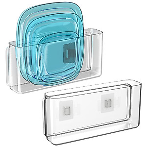 NiHome Acrylic Wall Mount Storage Container 2PCS Cabinet Organizer 8.66x4.72x2.16 Inch Clear Plastic Kitchen Panty Bathroom Storage Cabinet Door Organizer (Clear)