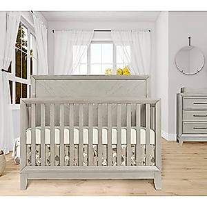 Evolur Lourdes 5-in-1 Convertible Crib in Porcini, Greenguard Gold and JPMA Certified, Easy to Clean, Maintain and Assemble, Made of Hardwood, Wooden Nursery Furniture
