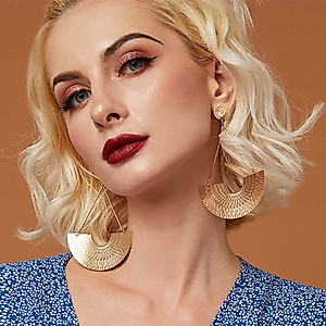 12 Pairs Gold Silver Geometric Earrings Exaggerated Statement Earrings Punk Stylish Sectored Twisted Earring Jewelry for Women and Girls (Gold)